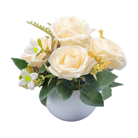Artificial Potted Plant Flowers In Pot For Home Bathroom Kitchen Rustic ...