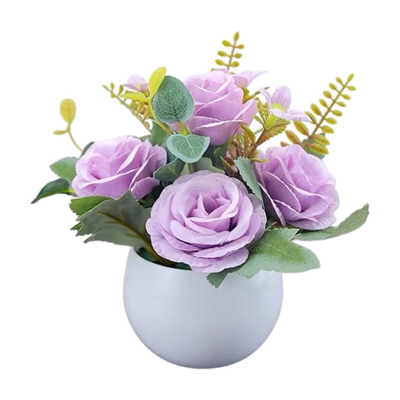 Artificial Potted Plant Flowers In Pot For Home Bathroom Kitchen Rustic ...