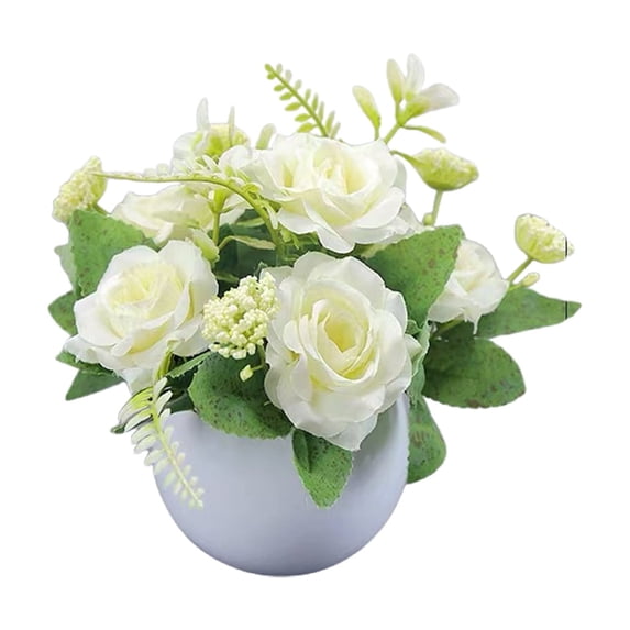 Artificial Potted Plant Flowers In Pot For Home Bathroom Kitchen Rustic ...