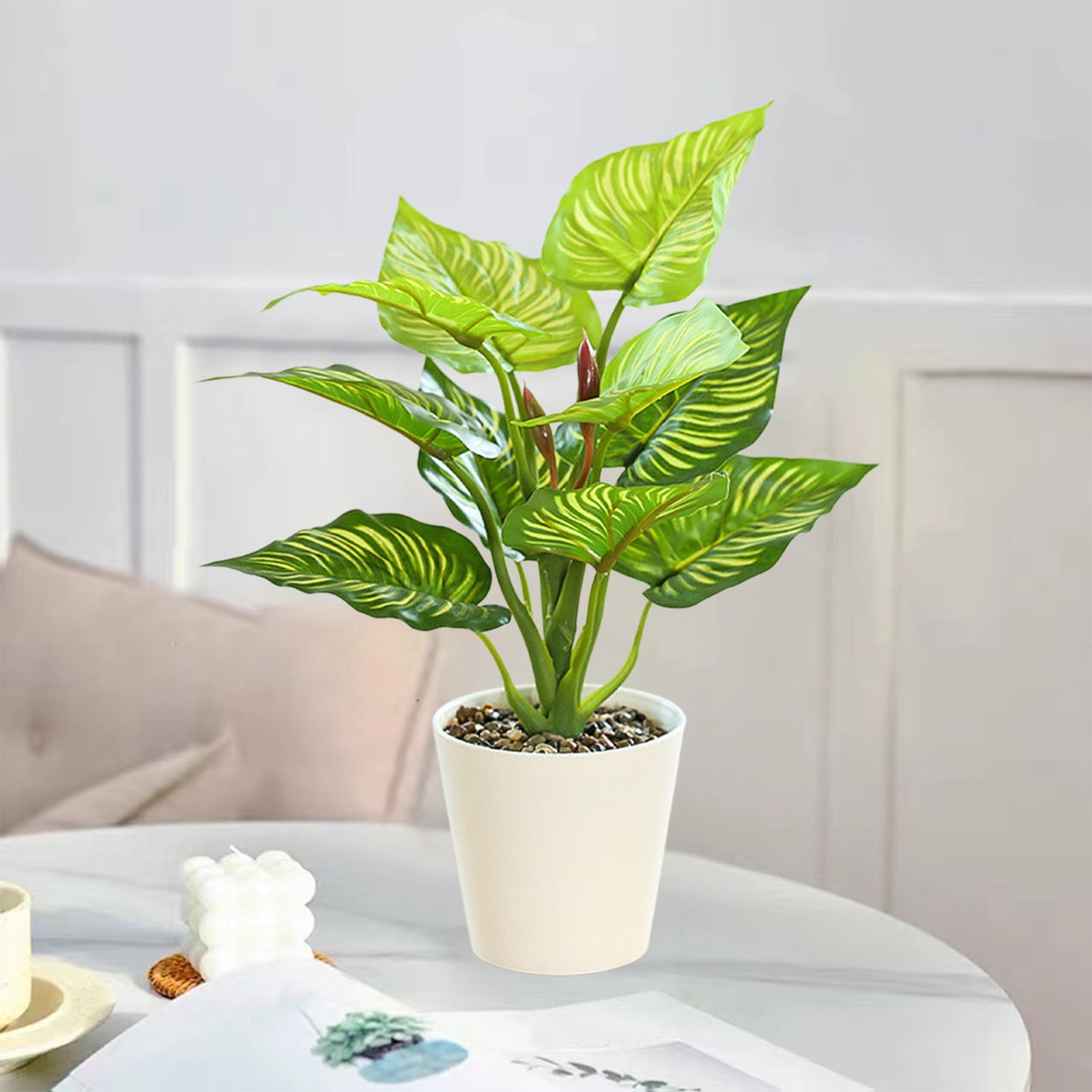 Artificial Potted Plant | Realistic Green Faux Plant Decor | Plastic ...