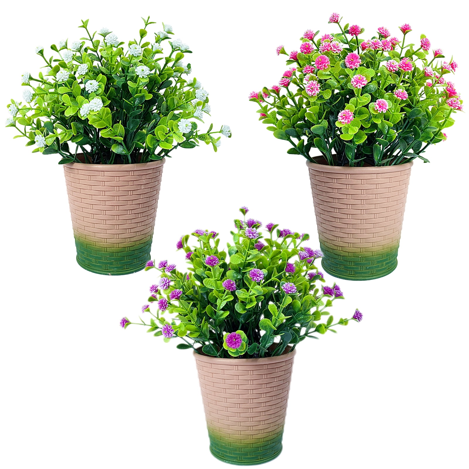 Artificial Potted Plants 3 Packs Small Indoor Faux Houseplants for ...