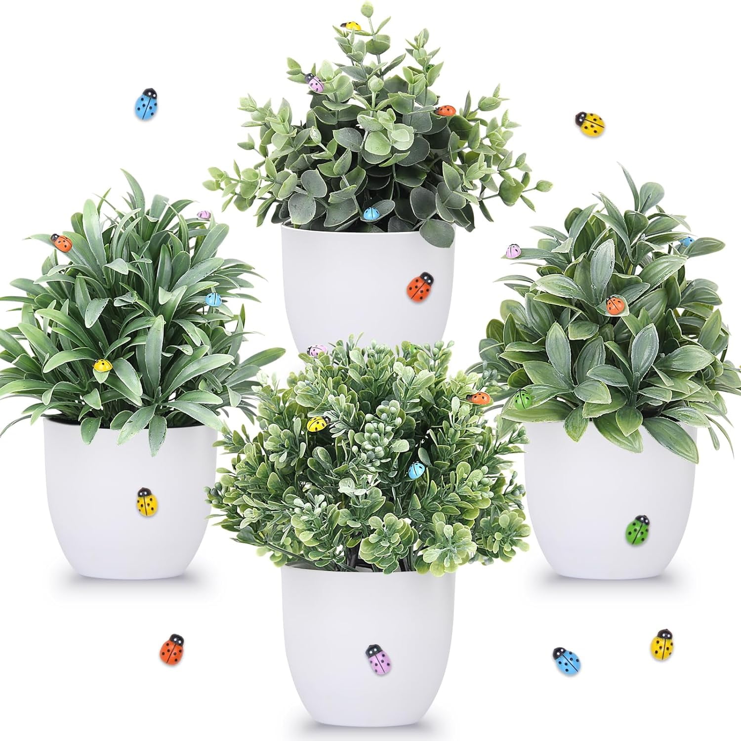 Artificial Potted Plants Mini Fake Plants with Pots, 3 Pack Small ...
