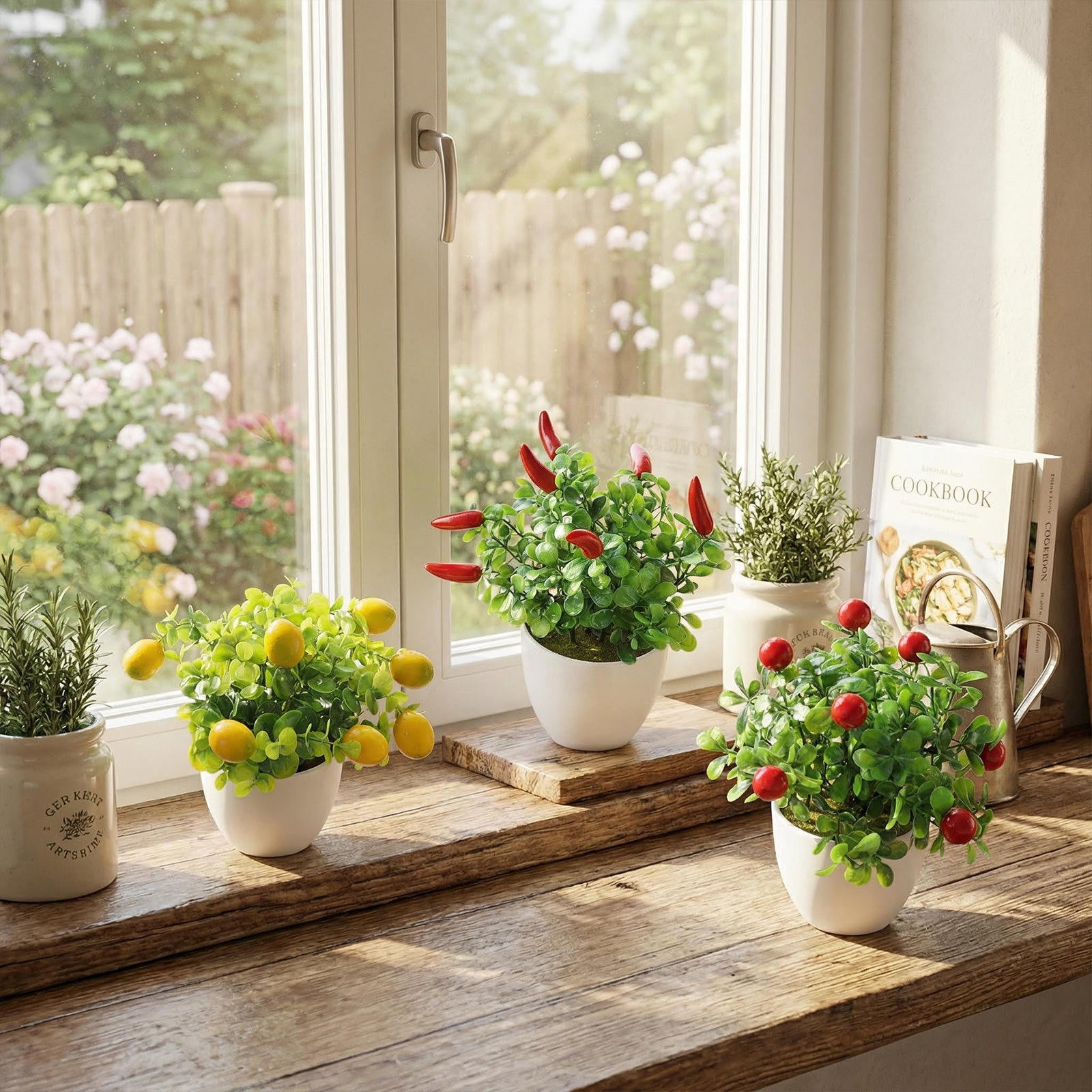 Artificial Potted Plants Red Berries Lemons for Home Desktop Living ...