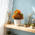 Artificial Potted Plants with Orange and Green Tones - Plastic Flowers ...