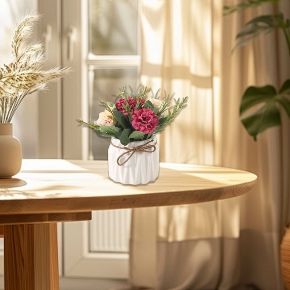 Artificial Potted Plastic Flowers for Home Decor, Faux Bonsai for ...