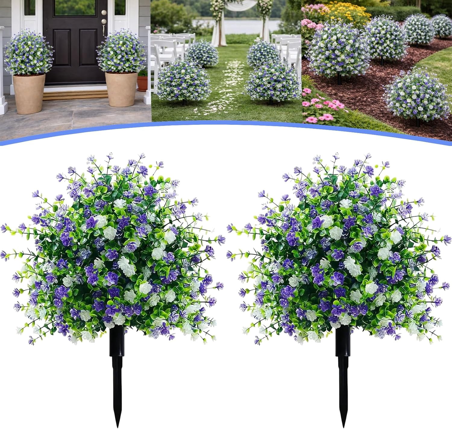 Artificial Potted Trees with Ground Stakes, UV Resistant Faux Plants No ...