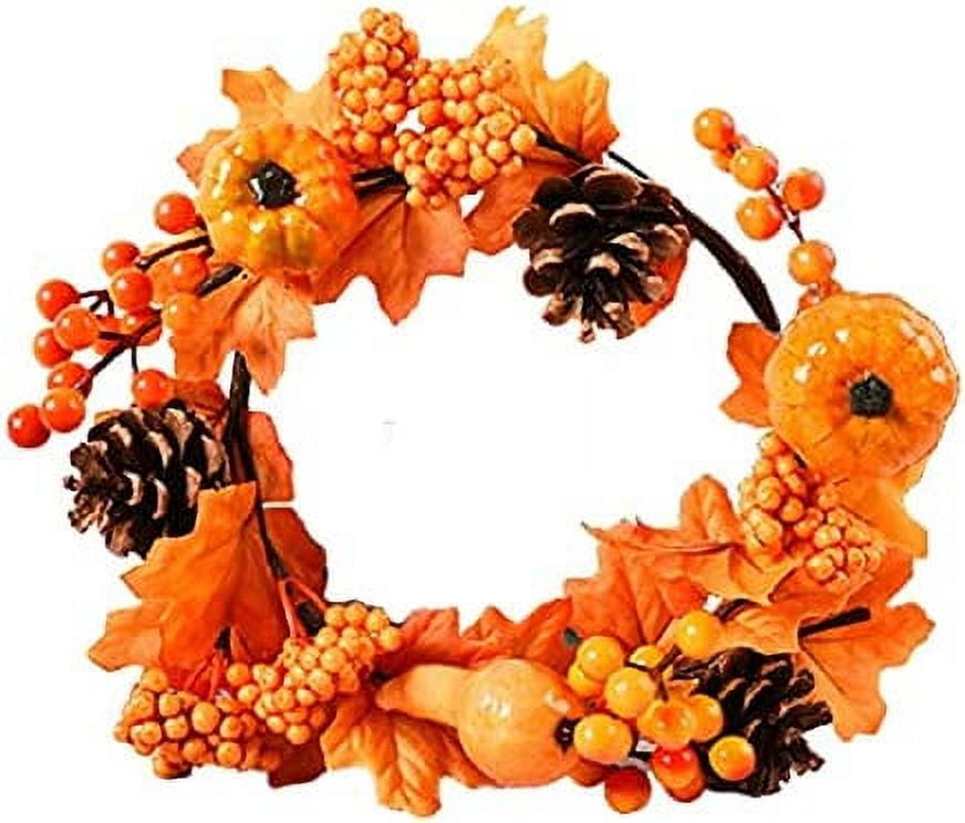 Artificial Pumpkin Fall Wreath, Autumn Theme Artificial Wreath with ...