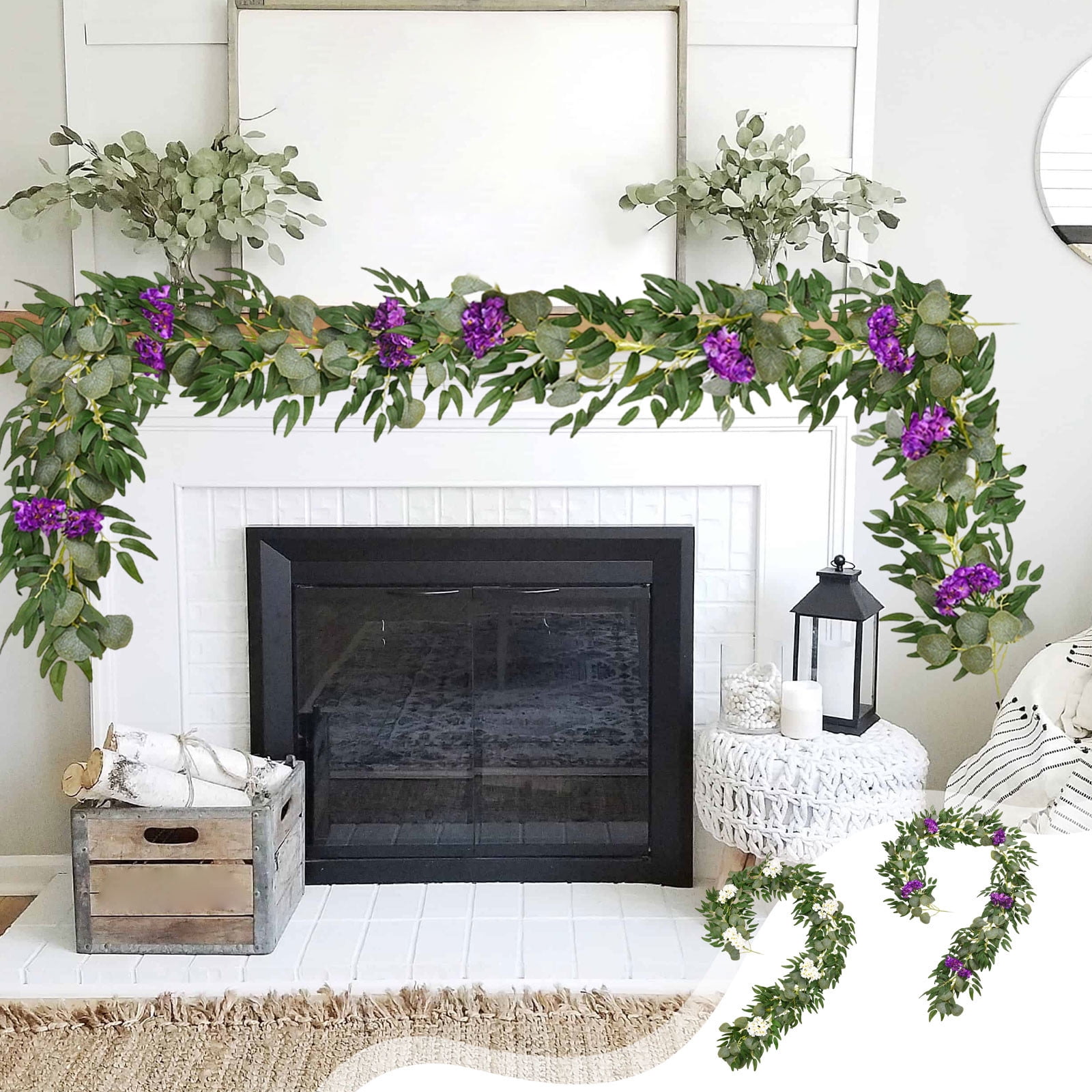 Artificial Purple Hydrangea Greenery Garland, Simulation Flower Rattan for Home Decoration ...