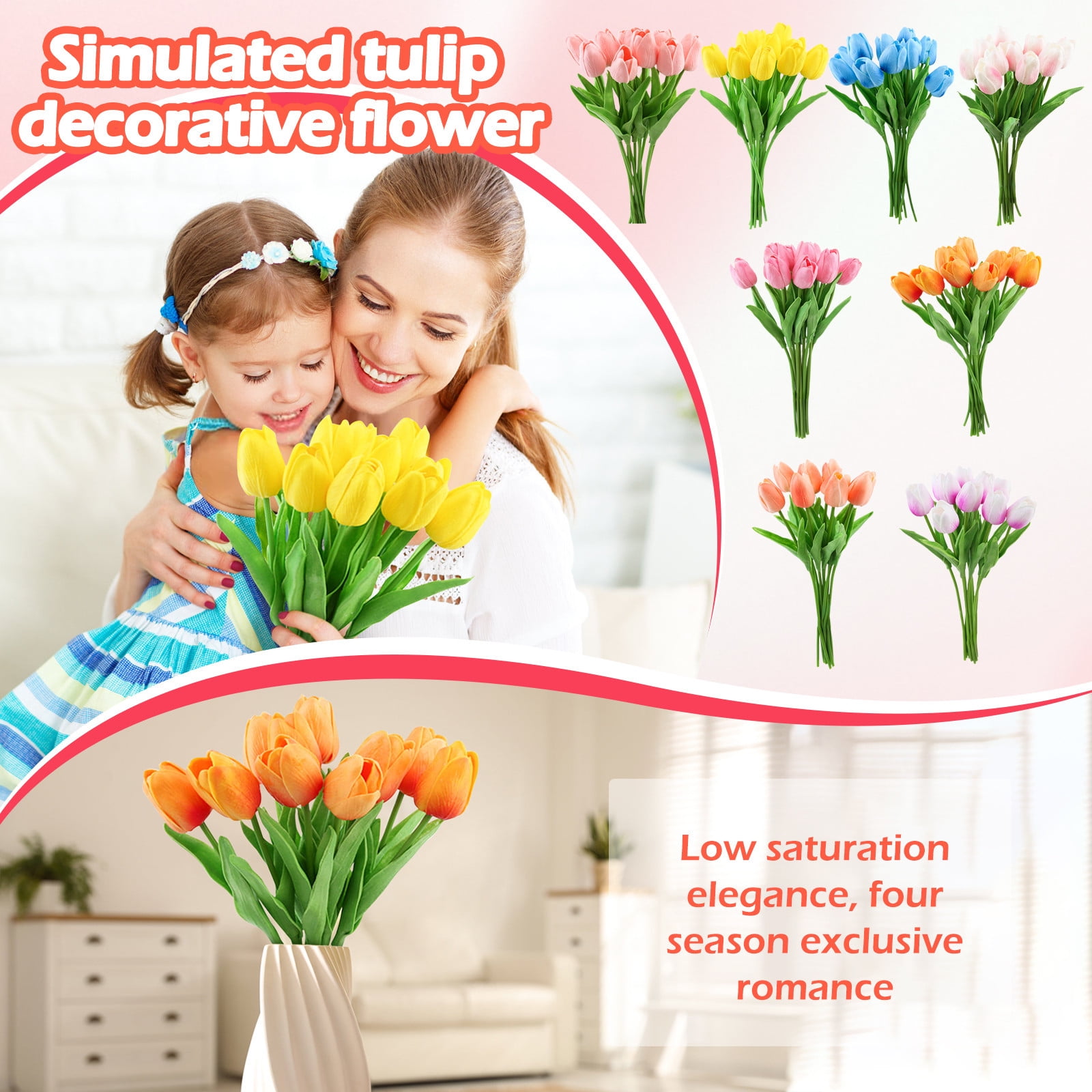 Artificial Purple Tulip Bouquet Realistic Faux Flowers for Home Decor, Weddings, and Special ...