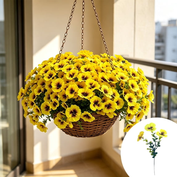 Artificial Purple Yellow White Plastic Fake Flowers - Lifelike ...