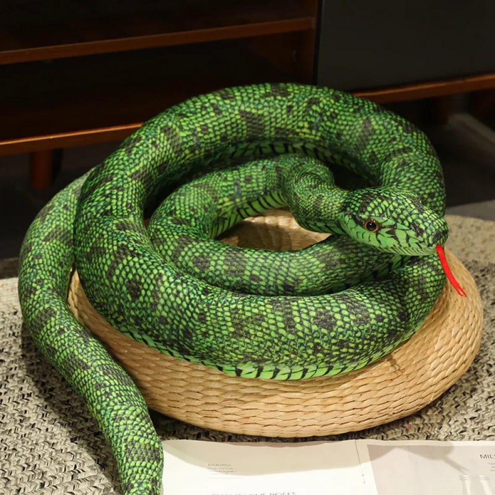 Artificial Python Plush Toy Long Snake Yellow Orange Green Python Plush ...