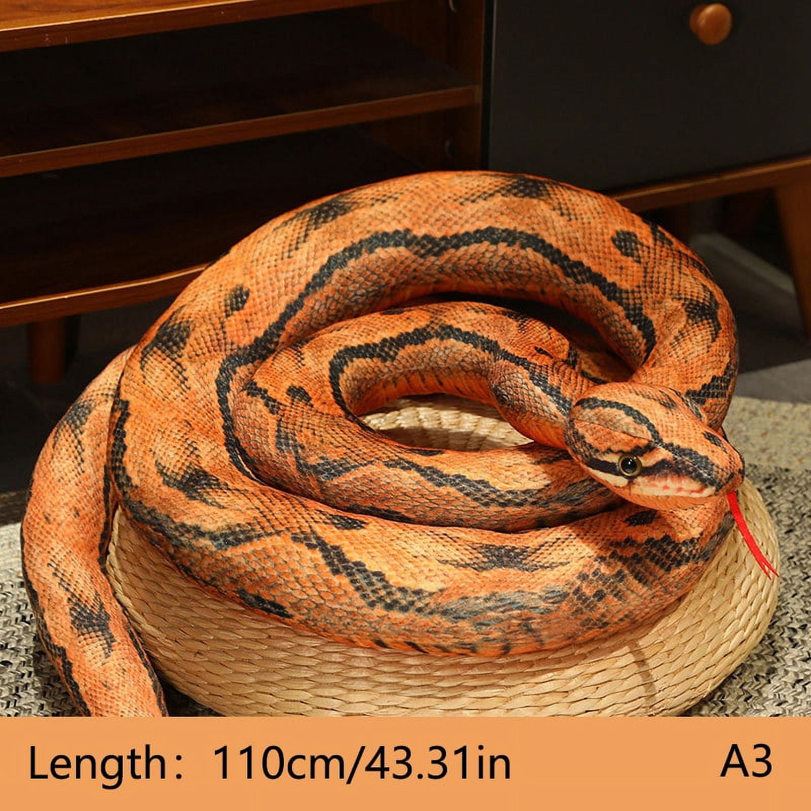 Artificial Python Plush Toy Long Snake Yellow Orange Green Python Plush ...