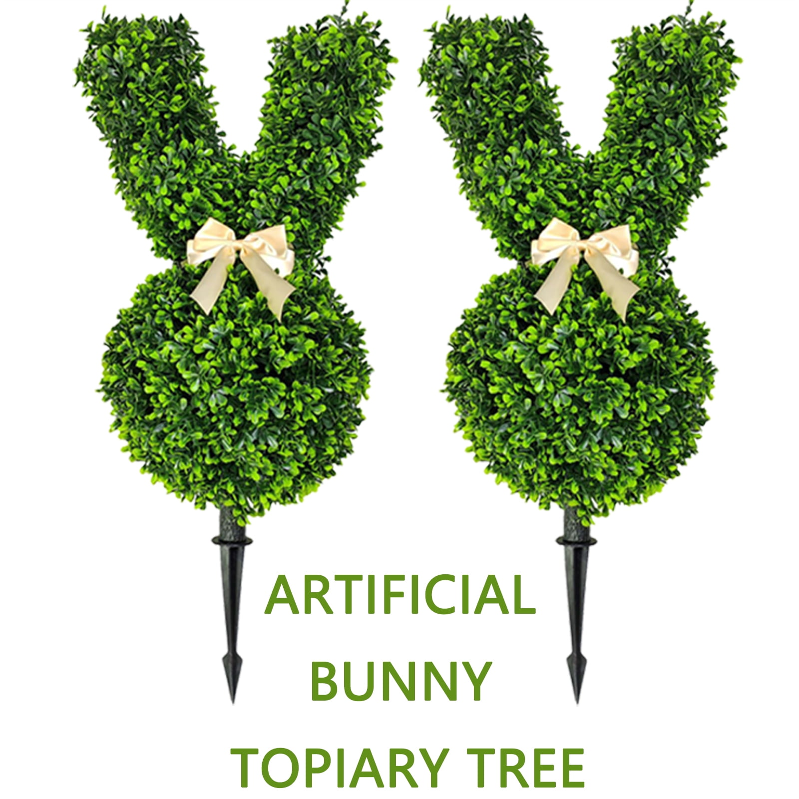 Artificial Rabbits Topiary, 28.7" Rabbit-Shaped Artificial Topiary ...