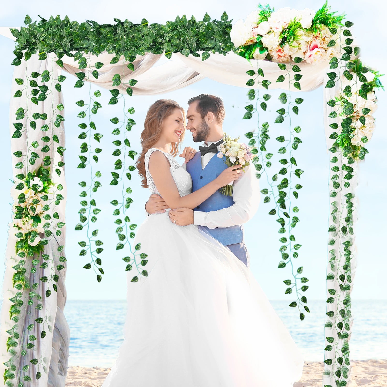 Artificial Radish Leaf Garland 173FT | 24 Pack Simulated Greenery ...