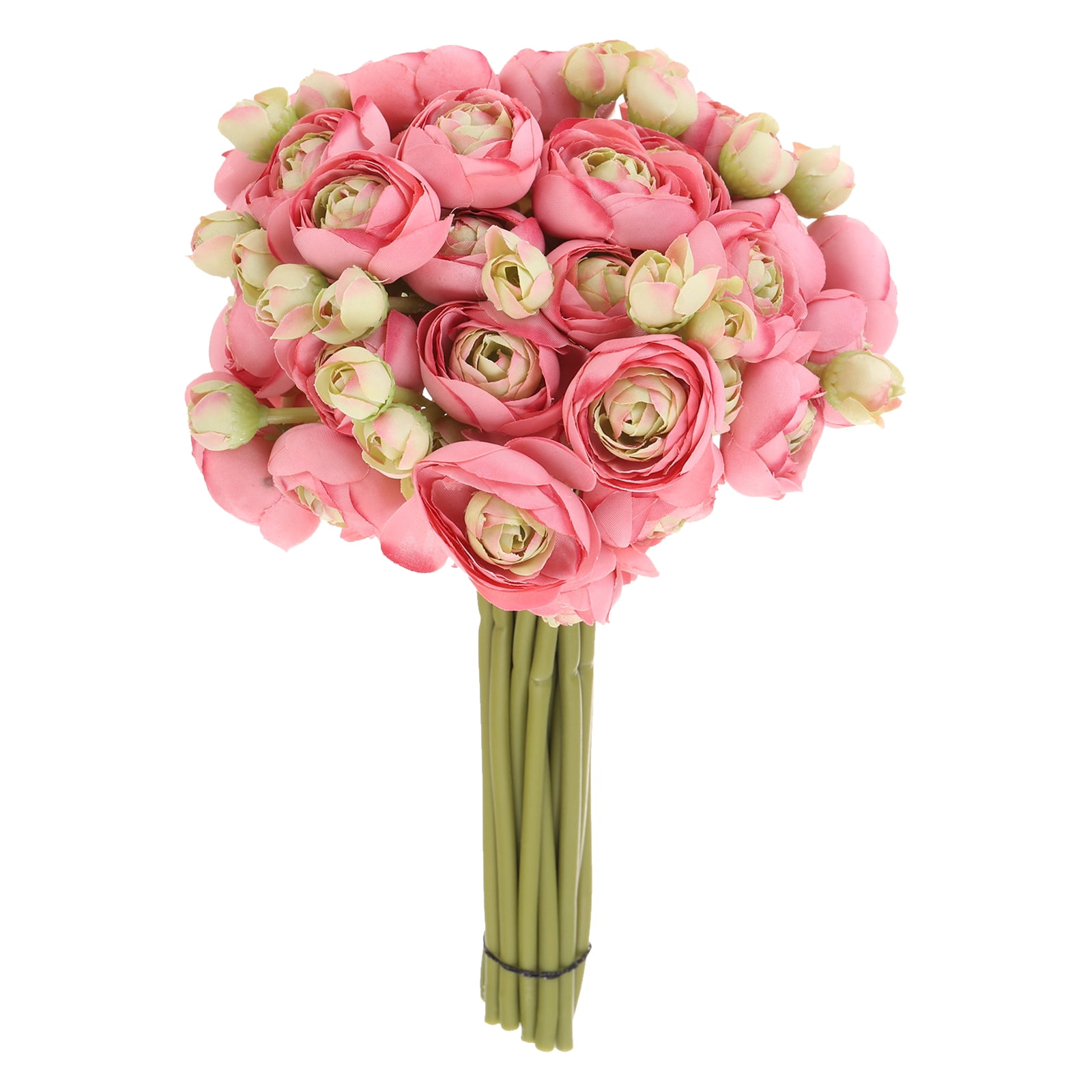 Artificial Ranunculus Flowers, 18pcs Deep Pink Faux Silk Flower for ...