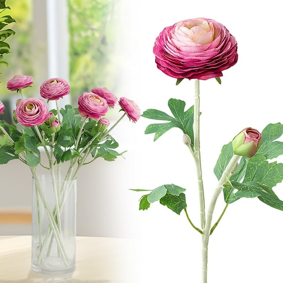 Artificial Ranunculus Flowers with Real Touch Stem, 5-Pack Silk ...