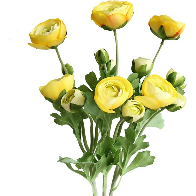 Artificial Ranunculus Flowers with Real Touch Stem Spray for Home ...