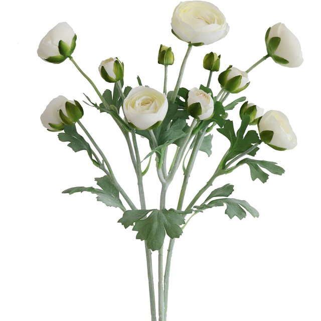 Artificial Ranunculus Flowers with Real Touch Stem Spray for Home ...
