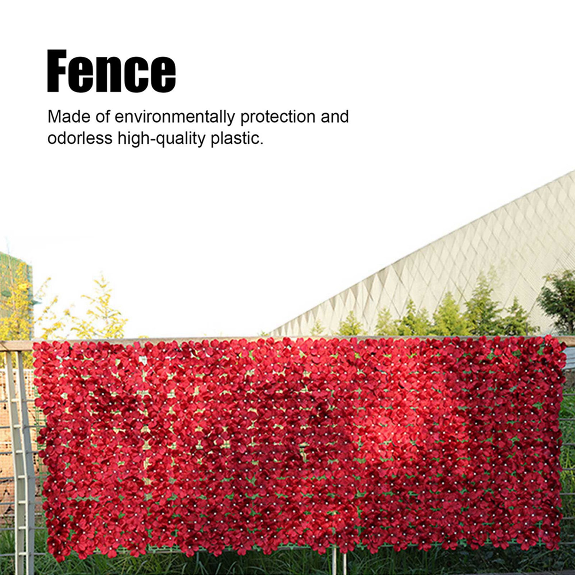 Artificial Rattan Fence with Back Grid, Realistic Bright Flowers ...