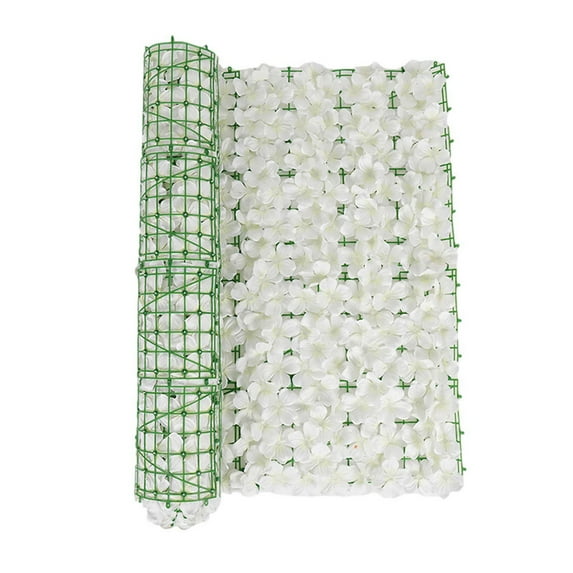 Artificial Rattan Fence with Back Grid, Realistic Bright Flowers ...