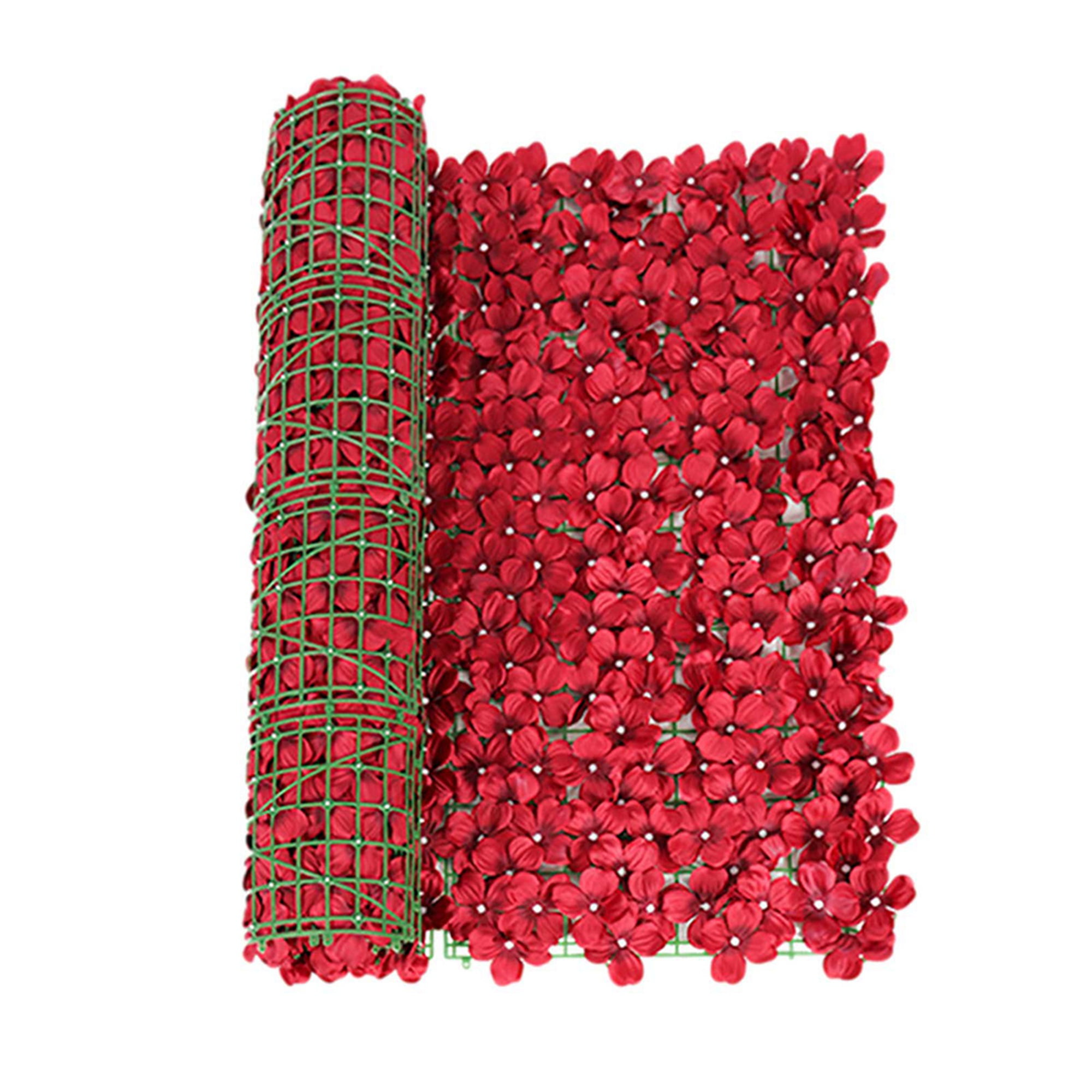 Artificial Rattan Fence with Back Grid, Realistic Bright Flowers ...