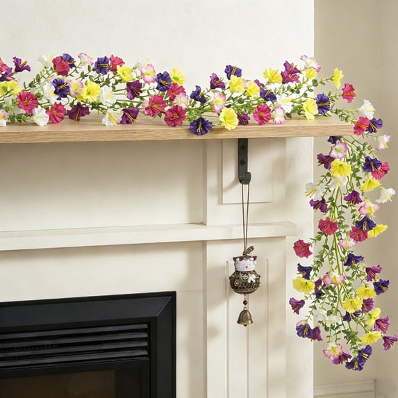Artificial Rattan Vine Garland Green Leaf Wreath 70.8 Inch Hanging Faux ...