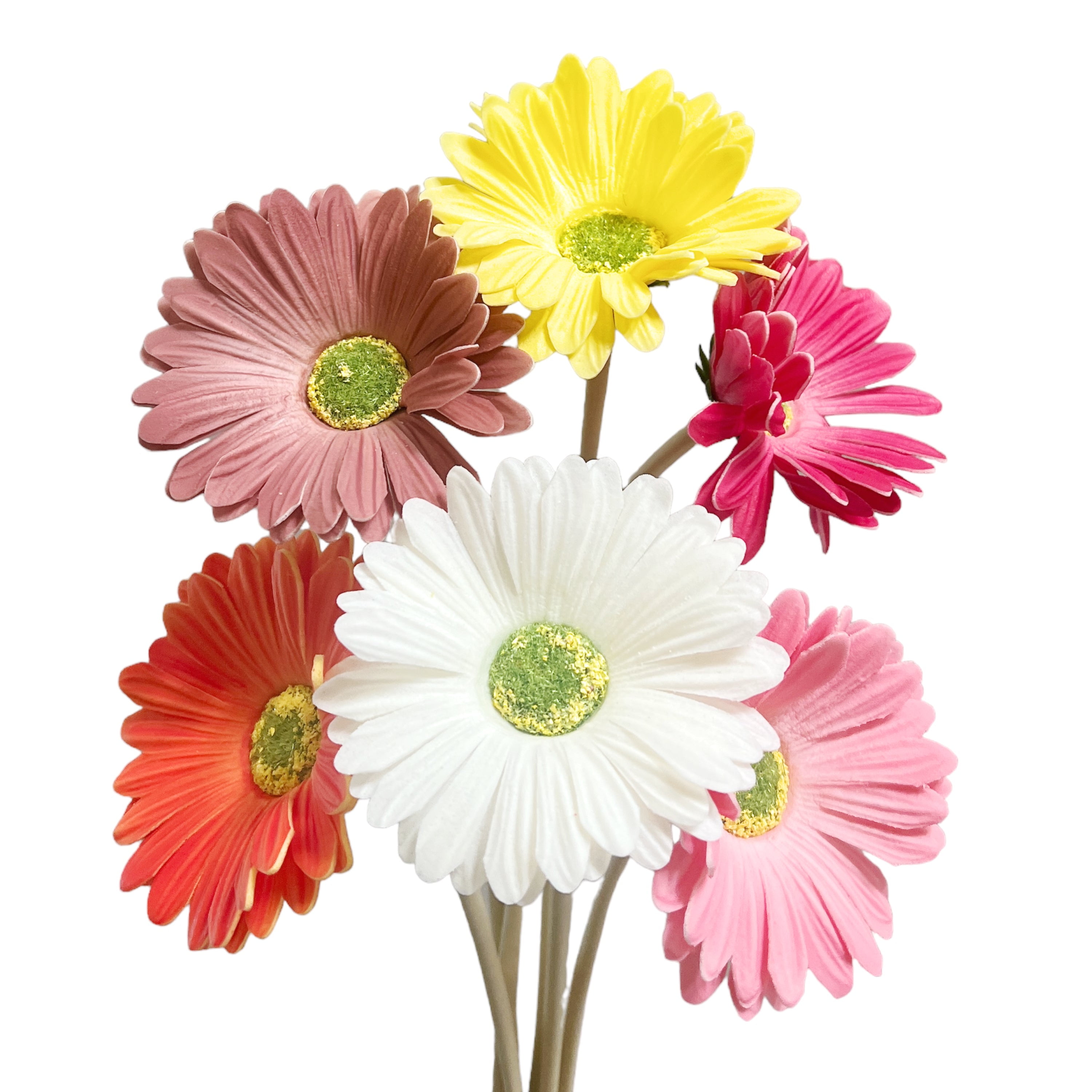 Artificial Real Touch Gerbera Barberton Daisy Stems (Set of 6 ...