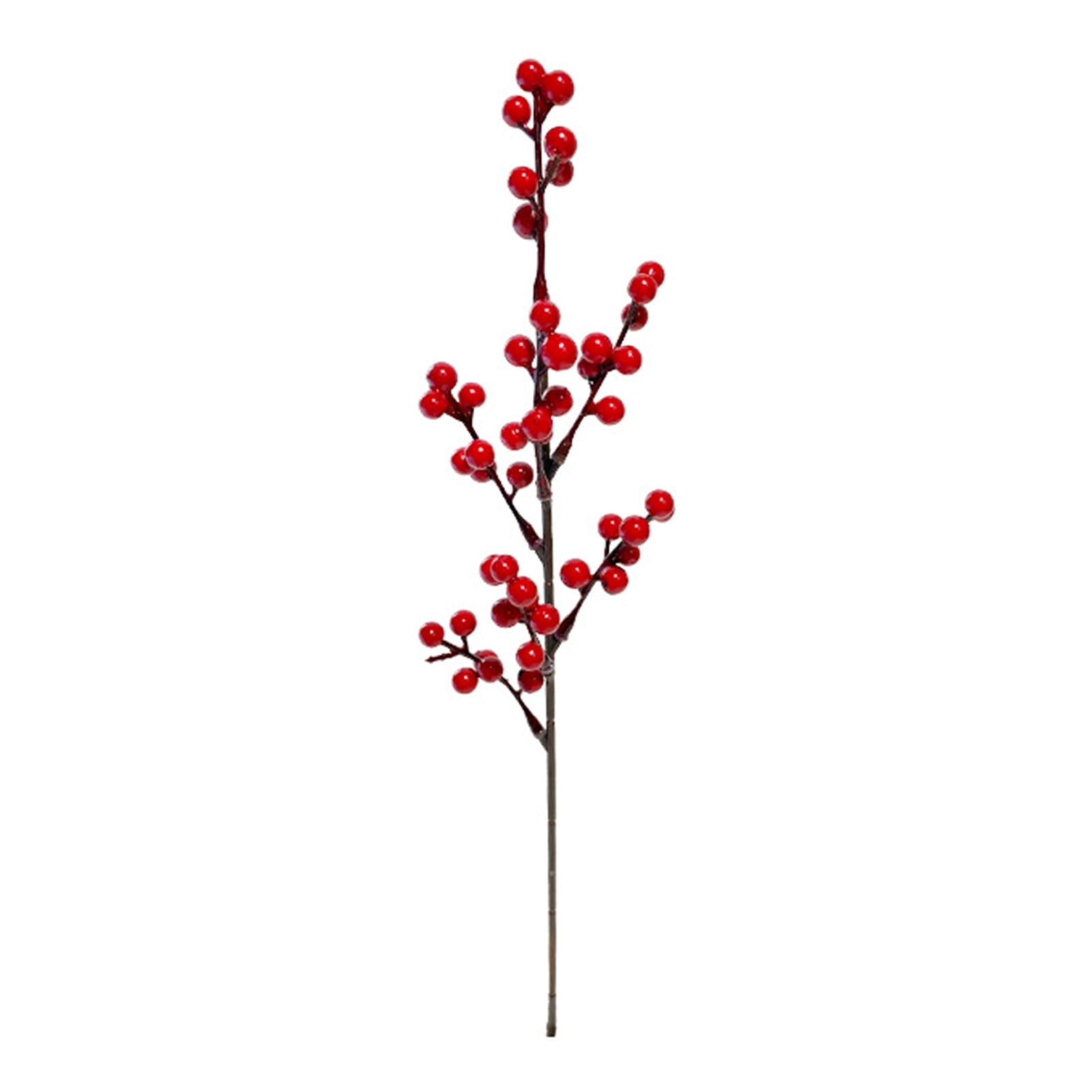 Artificial Red Berry Pick Christmas Holly Berries Stem Faux Plants Foam ...