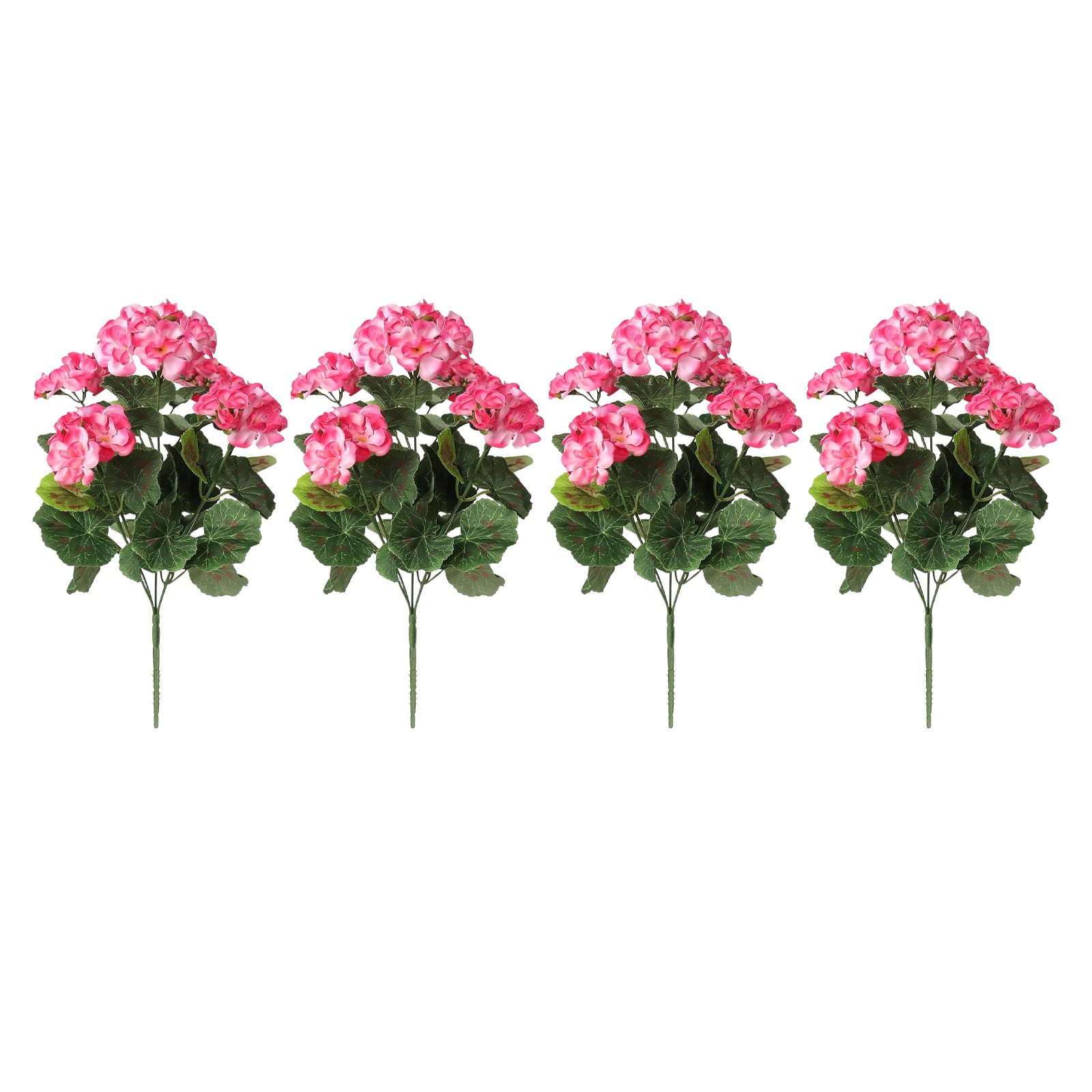 Artificial Red Geranium Flowers 4 Pack, Realistic Faux Silk Floral ...