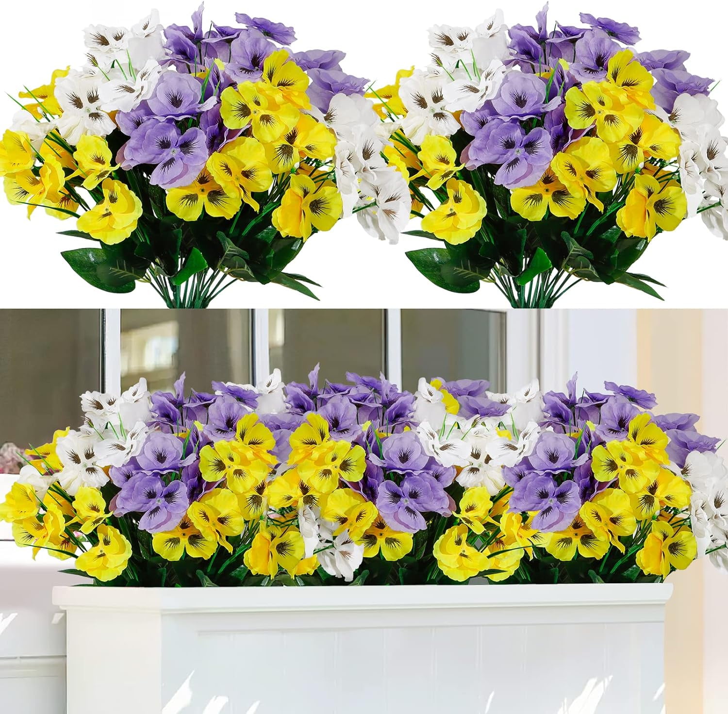 Artificial Red Geranium Silk Flowers Outdoor Plant Bush 2 Bundles Faux ...