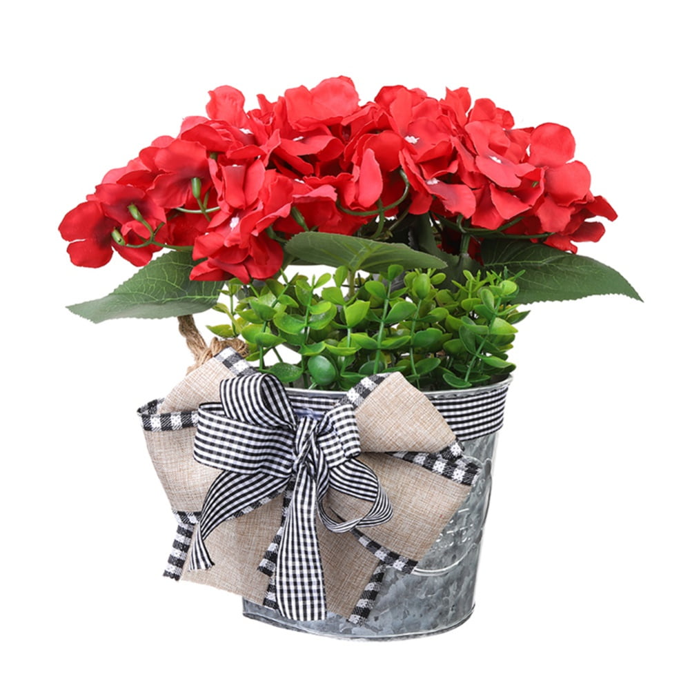 Artificial Red Geranium Wreath in Plastic Pot 17.7inch Height for ...