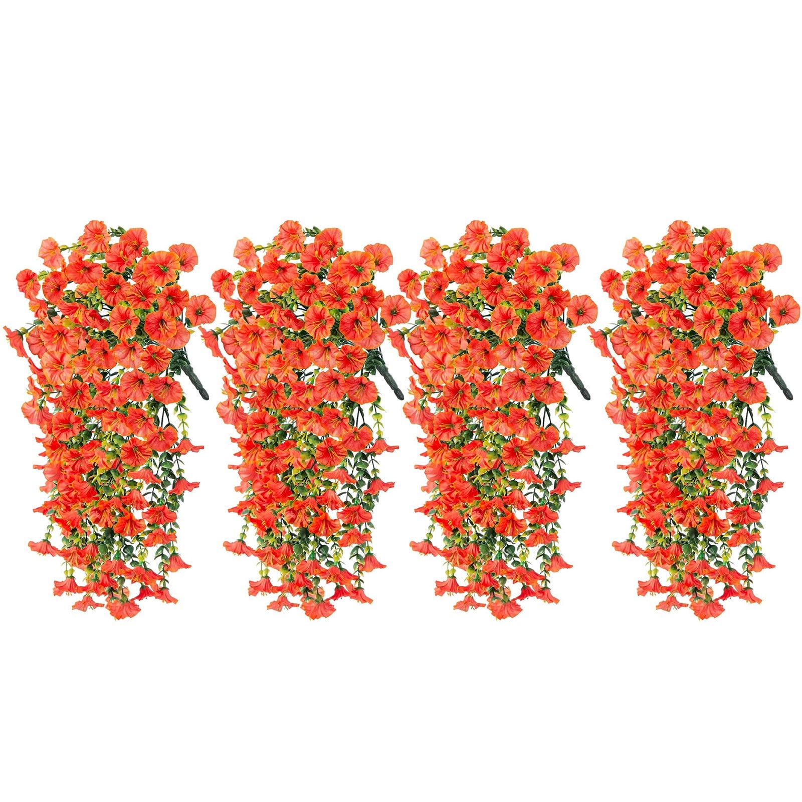 Artificial Red Rose Garland 4 Pack, Silk Hanging Flower Vine for ...