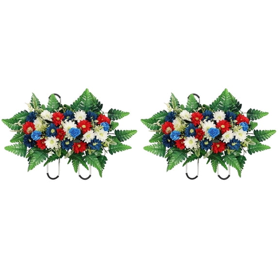 Artificial Red White Blue Chrysanthemum Cemetery Saddle, Memorial Day ...