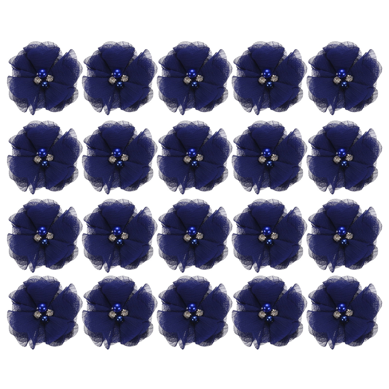 Artificial Rhinestone Chiffon Flower Heads, Bright Blue Flowers 2 Inch ...