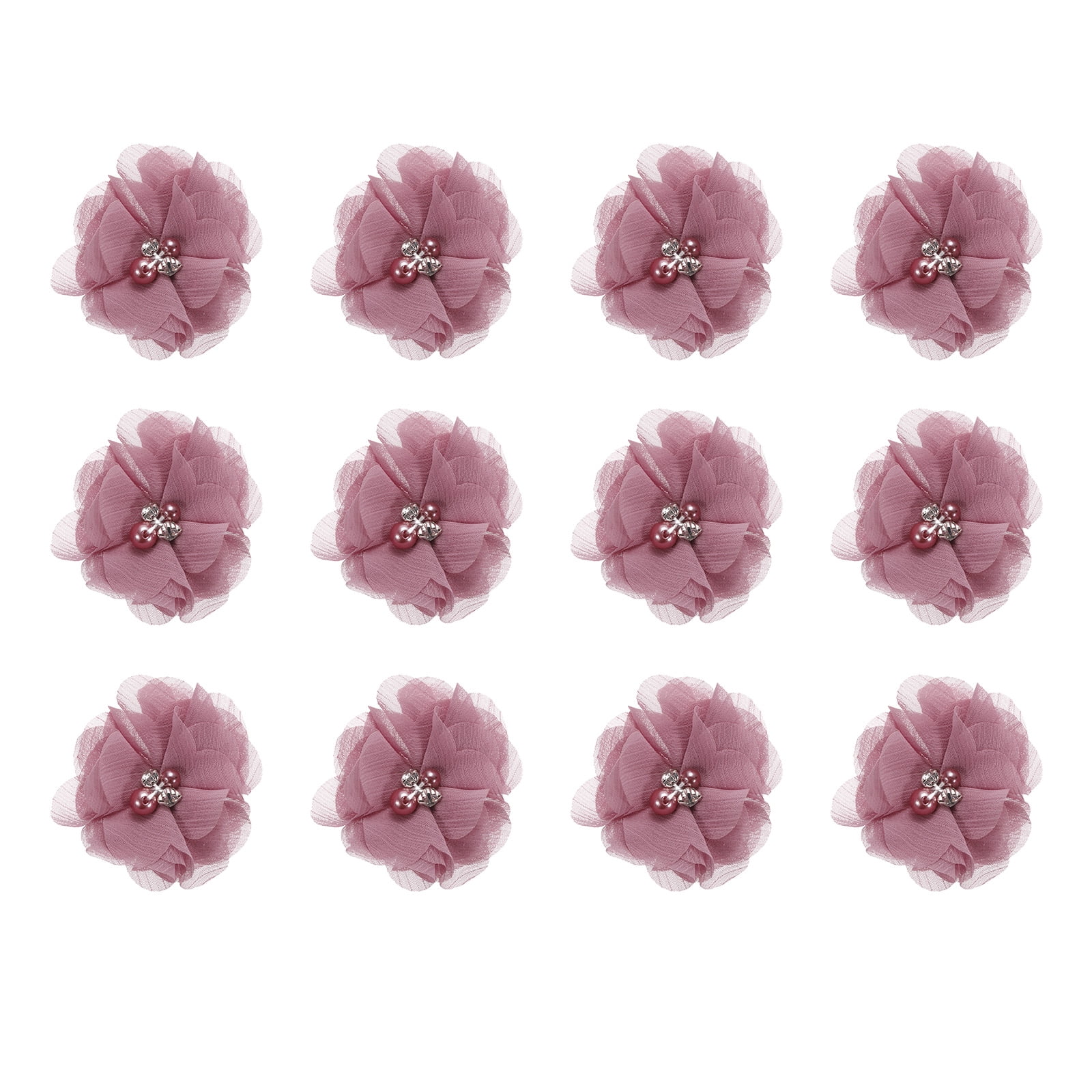 Artificial Rhinestone Chiffon Flower Heads, Light Red Faux Flowers 2 ...