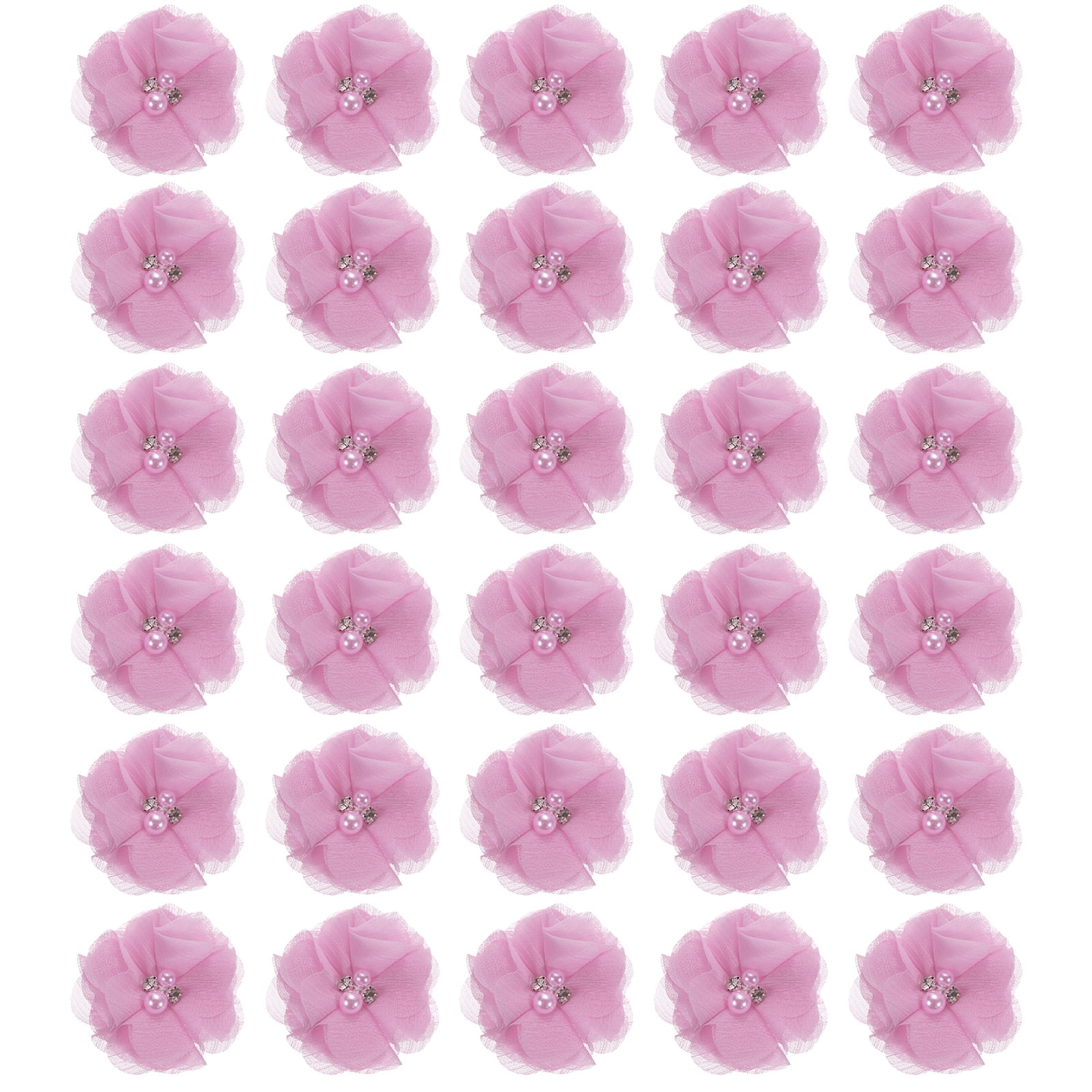 Artificial Rhinestone Chiffon Flower Heads, Pink Red Faux Flowers 2 ...