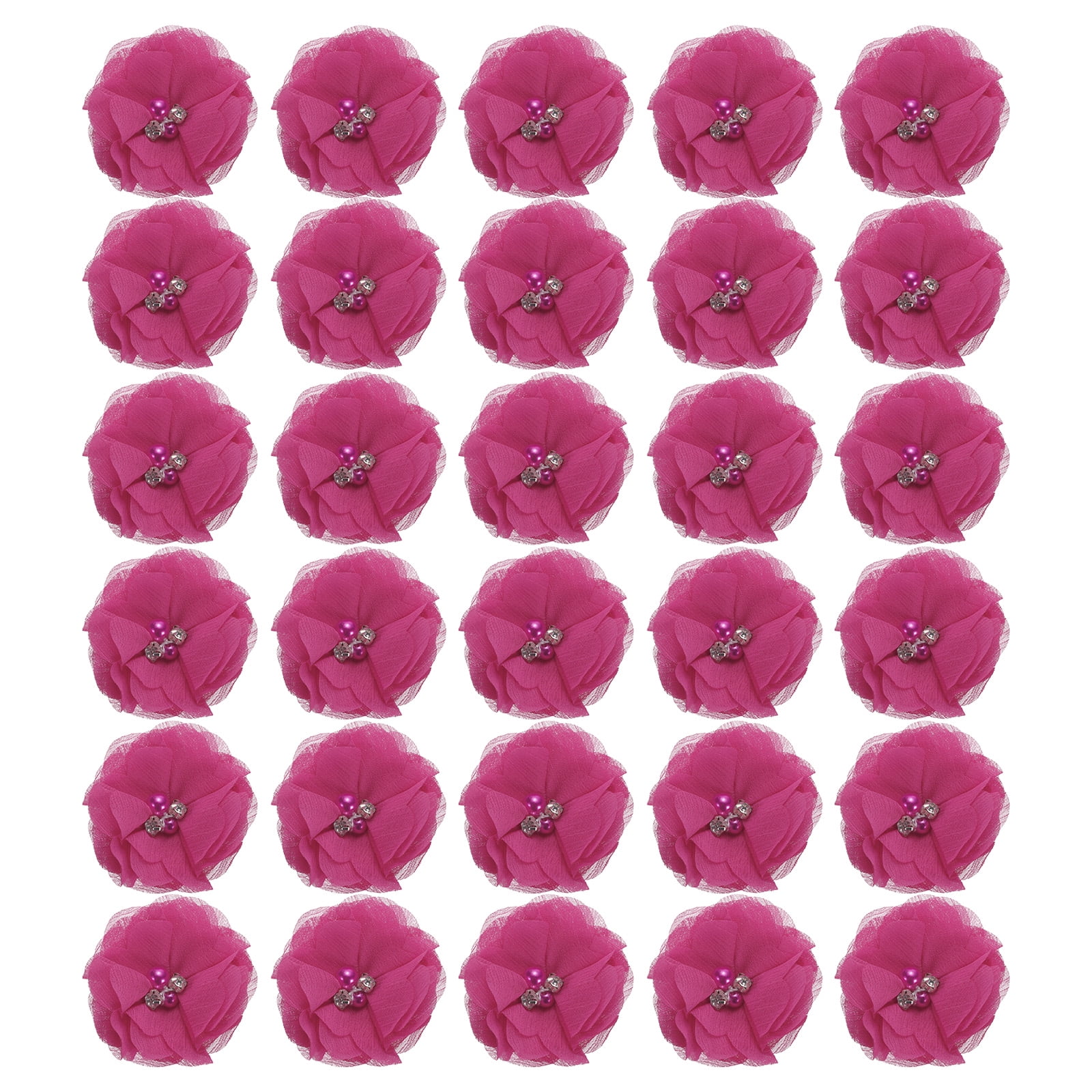 Artificial Rhinestone Chiffon Flower Heads, Rose Red Faux Flowers 2 ...