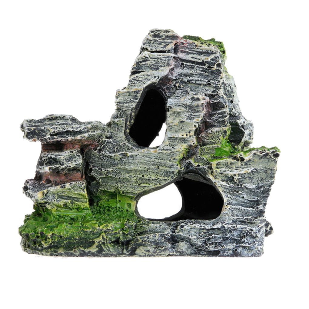 Artificial Rockery Aquarium Fish Tank Hill Decor Landscape Stone Resin ...