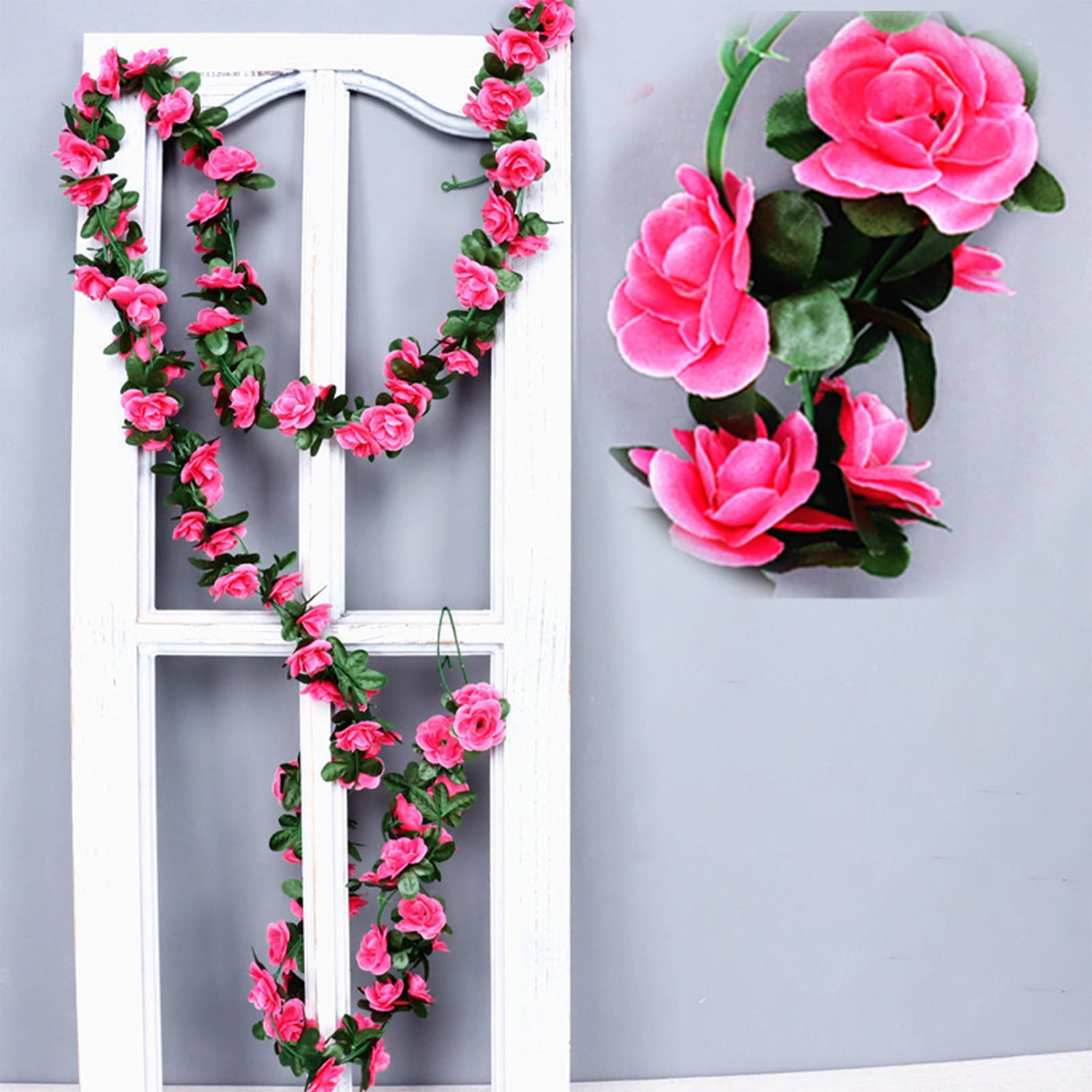 Artificial Rose Arch Vines Wreath, Watermelon Red Plastic Flowers ...