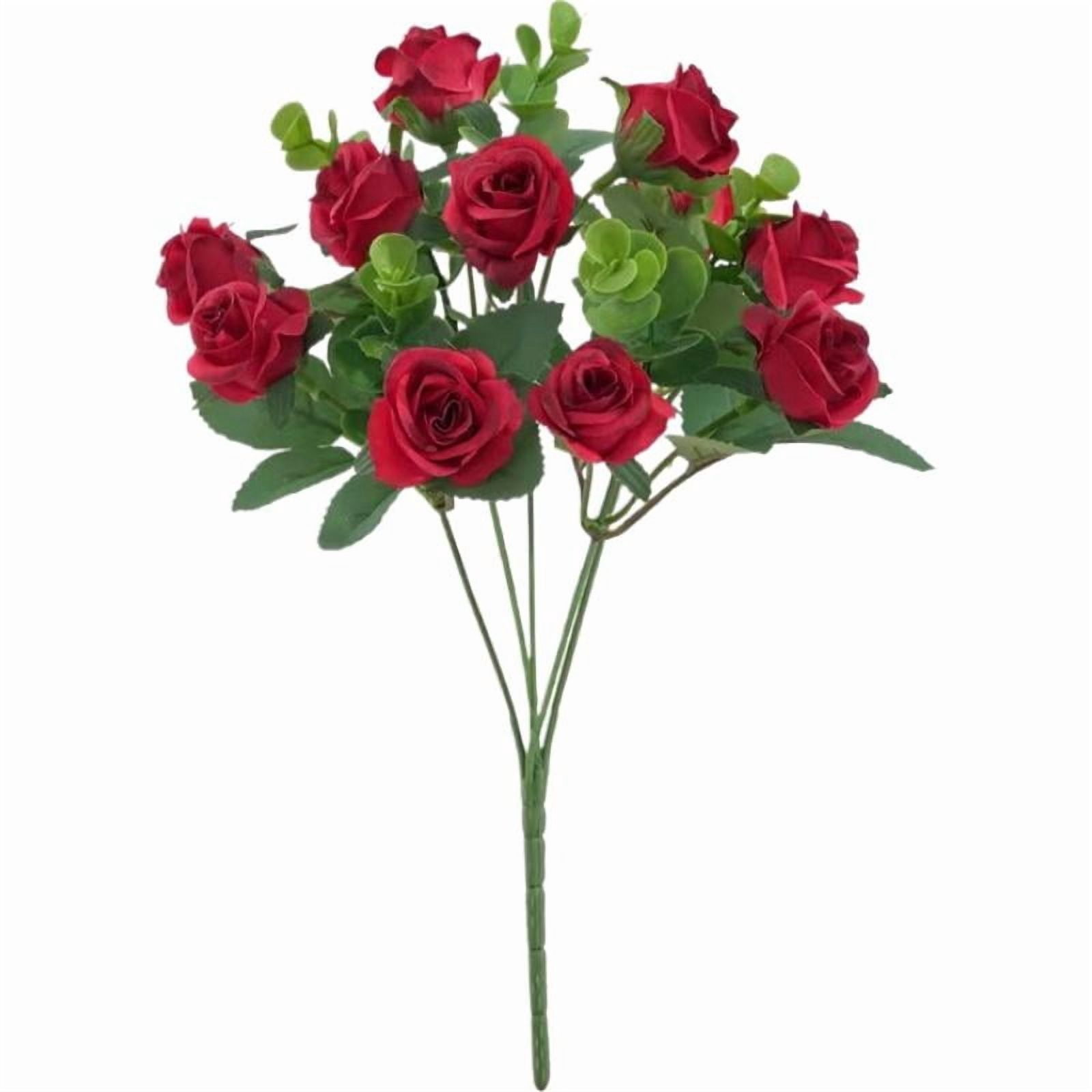 Artificial Rose Bouquet - 11.8 Inch Faux Silk Flower, Lifelike Plastic ...