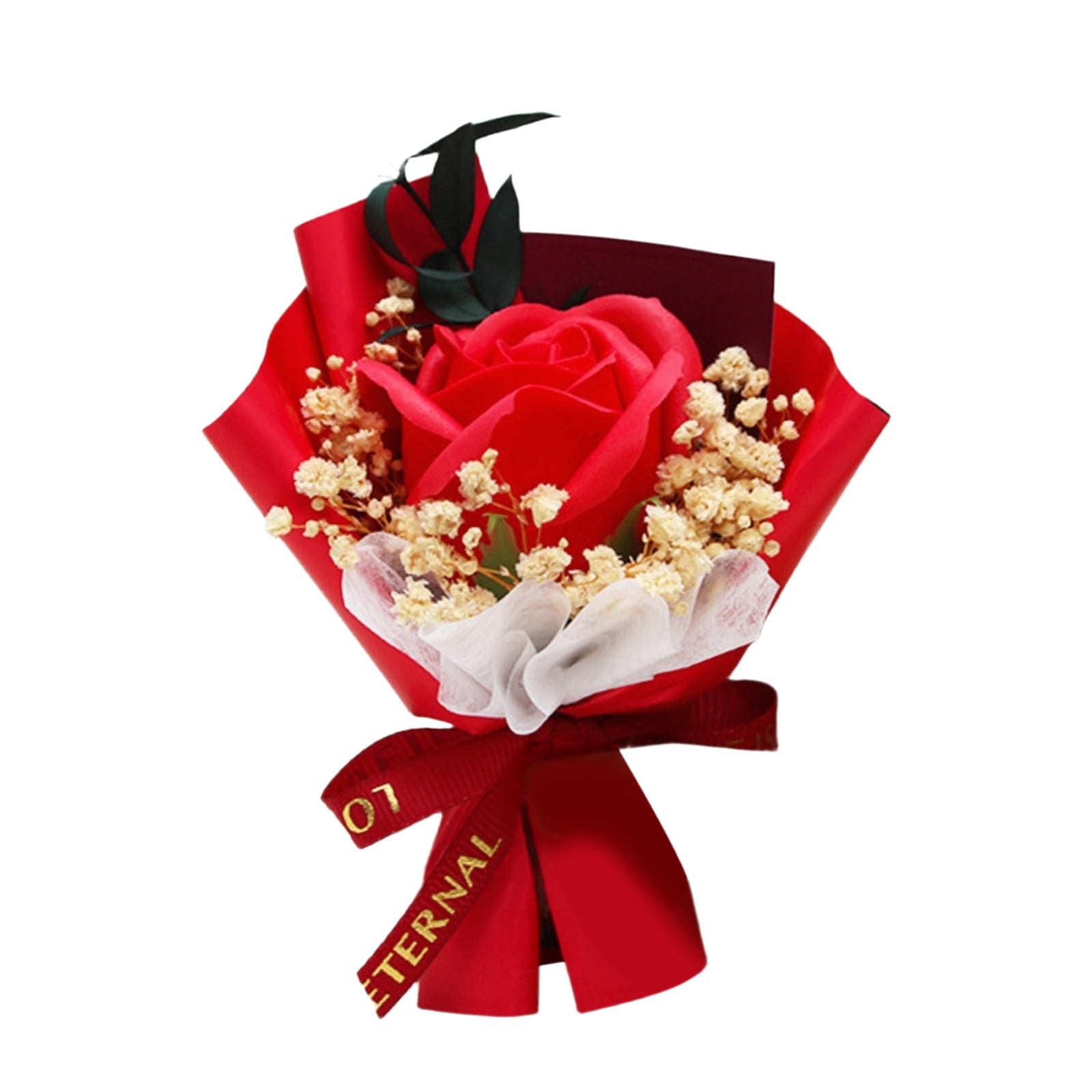 Artificial Rose Bouquet 13.7 in Valentine's Day Soap Flower Bouquet ...
