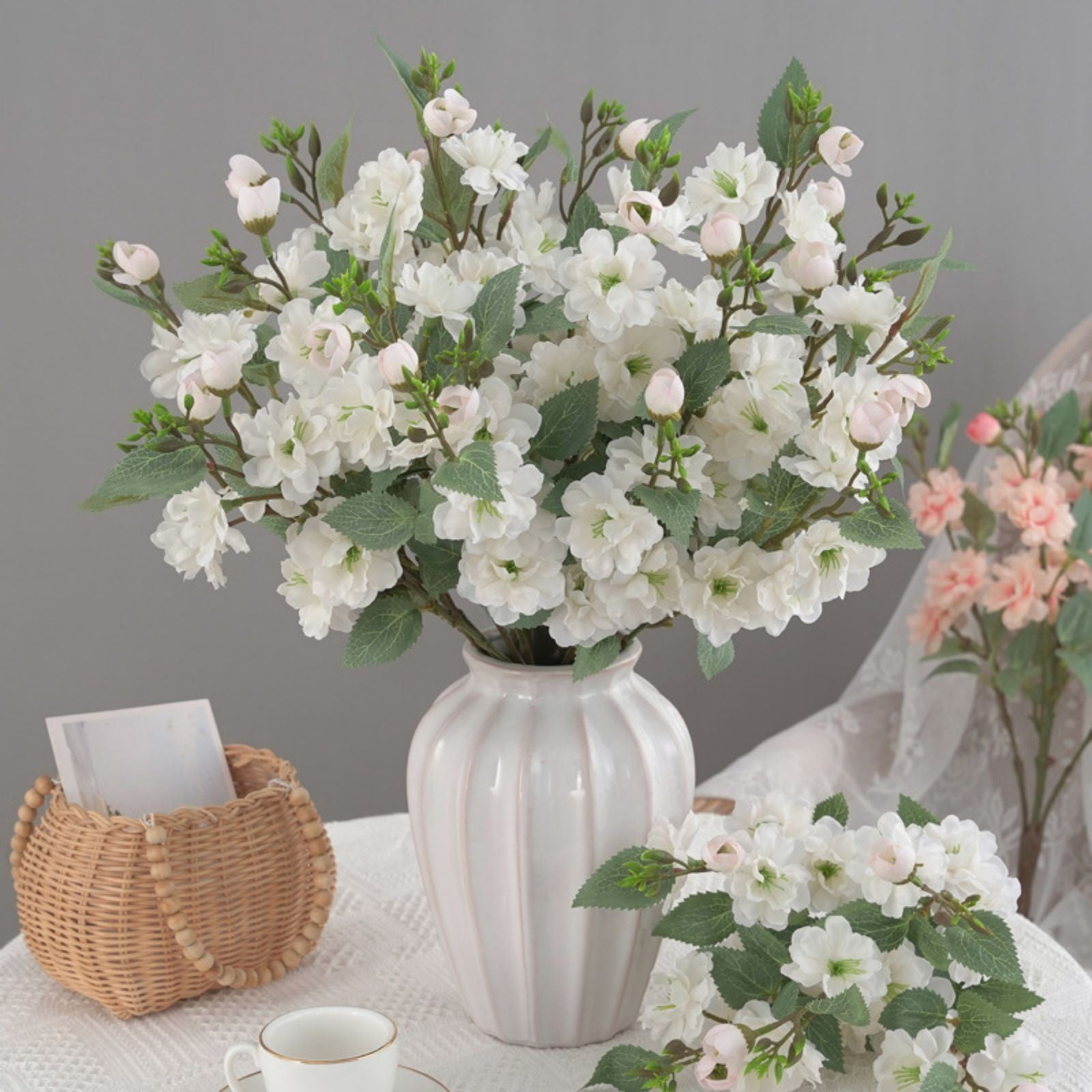 Artificial Rose Bouquet | 5-Stem Large Fake Flowers for Home Décor ...