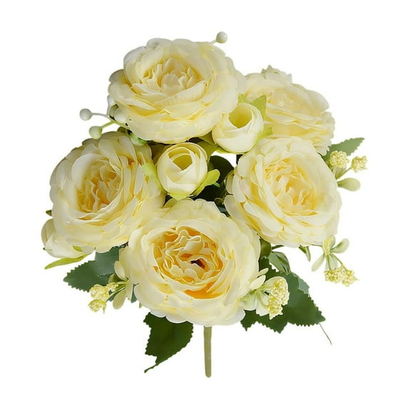 Artificial Rose Bouquet - 5Branch Philippos Silk Flower Bunch, Lifelike ...