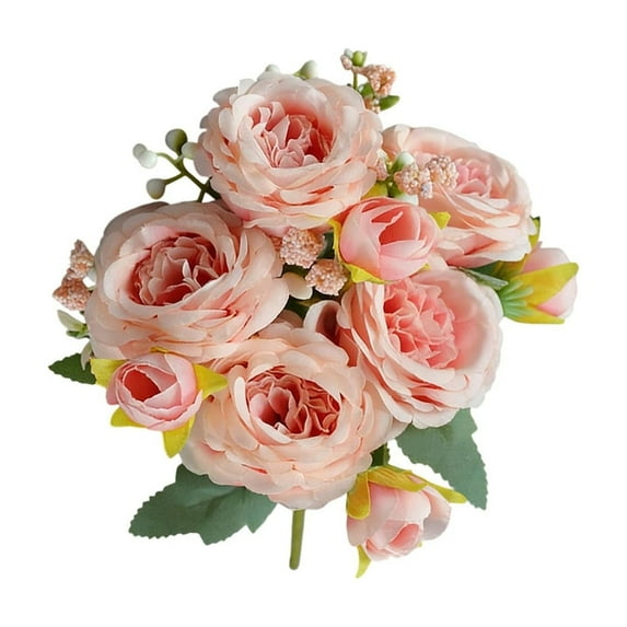 Artificial Rose Bouquet - 5Branch Philippos Silk Flower Bunch, Lifelike ...