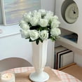 Artificial Rose Bouquet Faux Silk Flowers Arrangement In Vase For ...