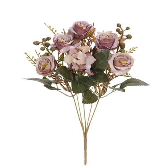 Artificial Rose Bouquet with Hydrangea and Berry for Home Vase, Fake ...