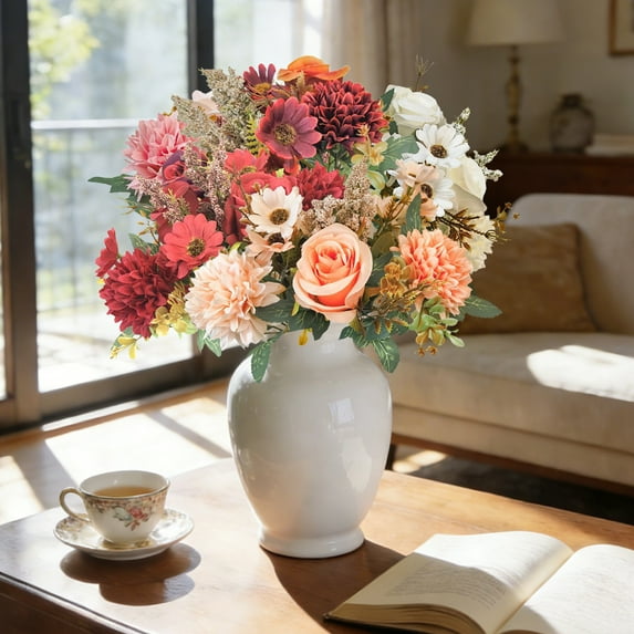 Artificial Rose Bouquet Pink, Blue2 Fake Rose Flowers for Table ...