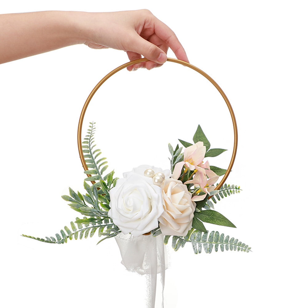Artificial Rose Bouquet,Portable Fake Flowers,Wedding Floral Hoop ...