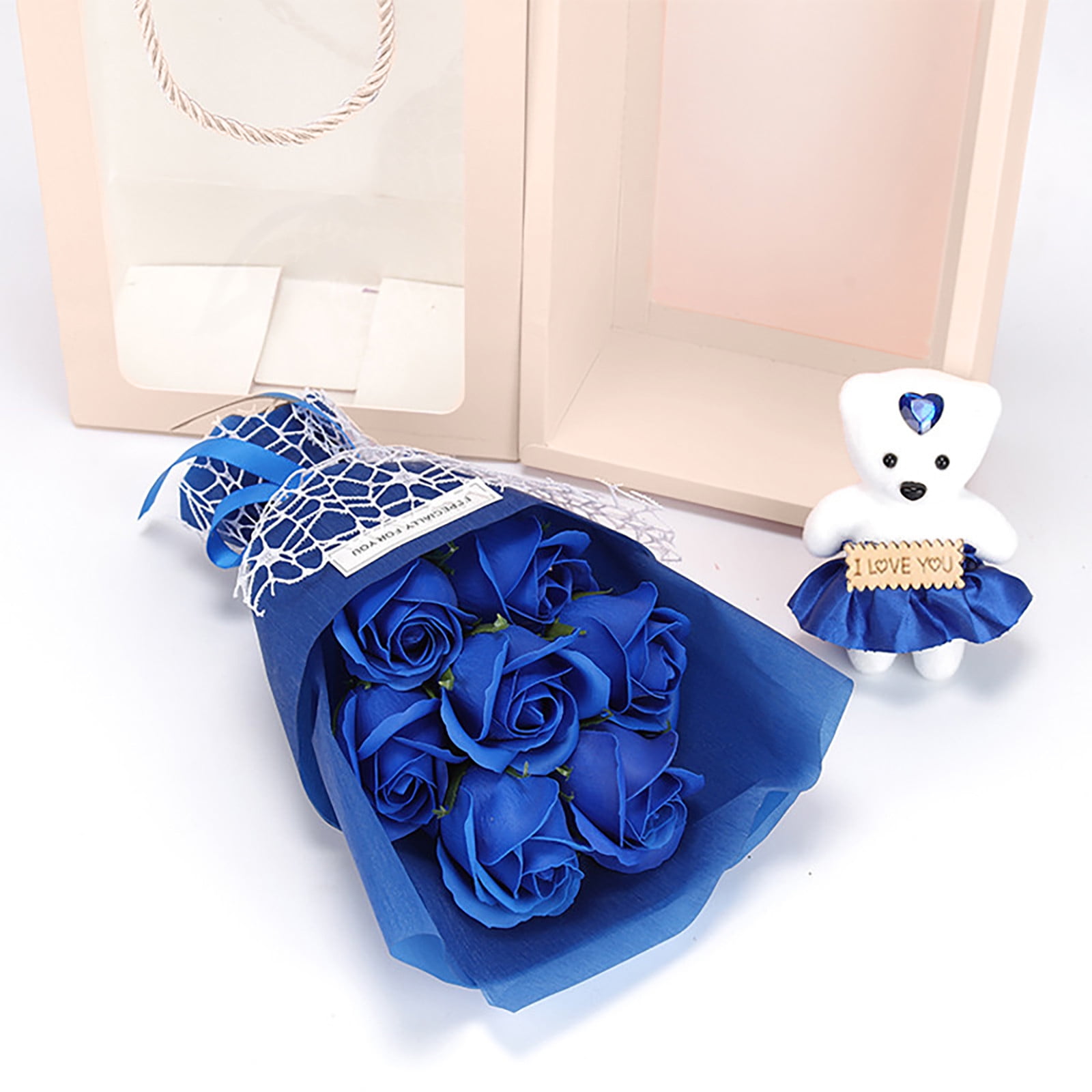 Artificial Rose Bouquet Realistic with Box for Home Wedding Decoration ...