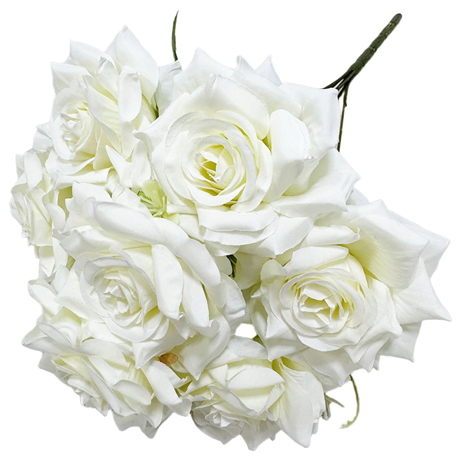 Artificial Rose Bouquets, Realistic Silk Roses with Leaves, White Fake ...